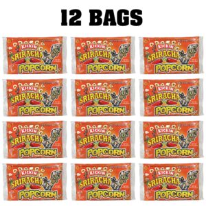 KICKIN' Sriracha Microwave Popcorn Bags - 12 Pack - Ultimate Spicy Popcorn Gourmet Gift - Makes a Great Movie Theater Popcorn or Sriracha Snack Food for Movie Night