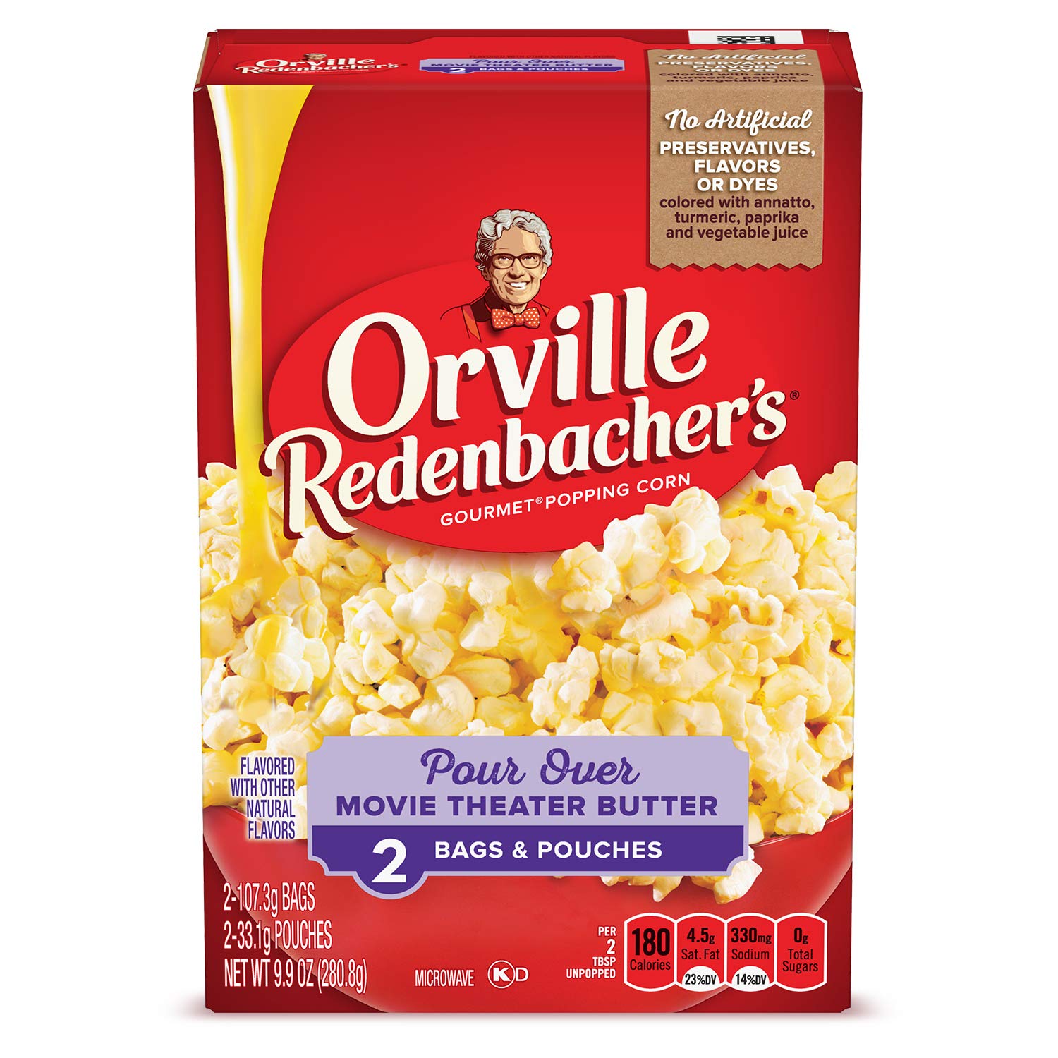 Orville Redenbacher’s Pour Over Movie Theater Butter Flavored Microwave Popcorn, Gluten Free, 2 Count Popcorn Bags (12 Boxes)