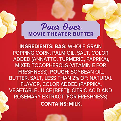 Orville Redenbacher’s Pour Over Movie Theater Butter Flavored Microwave Popcorn, Gluten Free, 2 Count Popcorn Bags (12 Boxes)