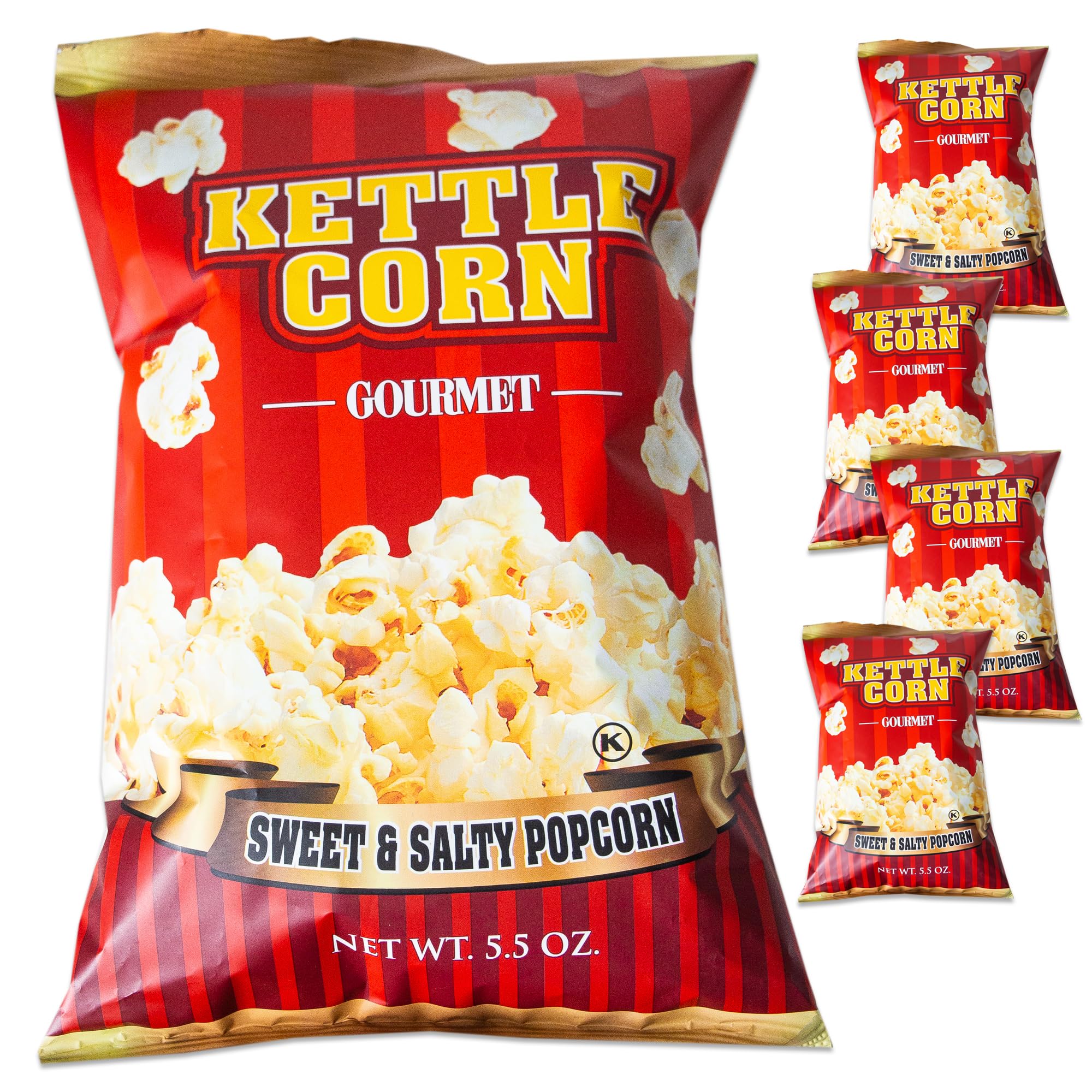 Kettle Corn Popcorn - Sweet Salty Savory - Gourmet Delicious Buttery Flavor - 4, 5.5oz Bag