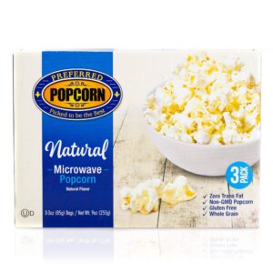 Preferred Popcorn Microwave Popcorn, Non-GMO, Whole Grain, Gluten Free (Natural, 18 Microwavable Bags)