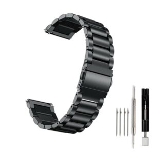 moran stainless steel watch band quick release replacement metal strap 20mm 22mm for men women (black+folding clasp, 20mm)