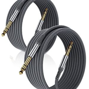 Elebase 1/4 Inch TRS Instrument Cable 10ft 2-Pack,Straight 6.35mm Male Jack Stereo Audio Interconnect Cord,6.35 mm Balanced Line for Electric Guitar,Bass,Keyboard,Mixer,Amplifier,Amp,Speaker,Equalizer