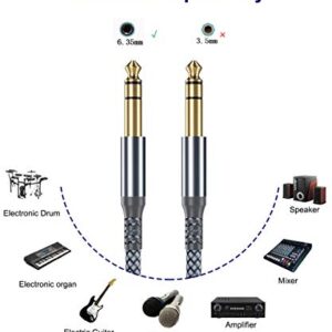 Elebase 1/4 Inch TRS Instrument Cable 10ft 2-Pack,Straight 6.35mm Male Jack Stereo Audio Interconnect Cord,6.35 mm Balanced Line for Electric Guitar,Bass,Keyboard,Mixer,Amplifier,Amp,Speaker,Equalizer