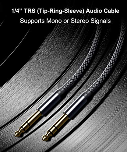 Elebase 1/4 Inch TRS Instrument Cable 10ft 2-Pack,Straight 6.35mm Male Jack Stereo Audio Interconnect Cord,6.35 mm Balanced Line for Electric Guitar,Bass,Keyboard,Mixer,Amplifier,Amp,Speaker,Equalizer