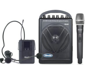 hisonic hs120b rechargeable & portable pa (public address) system with built-in uhf wireless microphone (1 handheld +1 belt-pack)