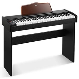 keyboard piano, eastar 61 key keyboard for beginners/professional, full size electric piano, classic wooden digital keyboard with sustain pedal & music stand, supports mp3/usb/audio/mic/headphones