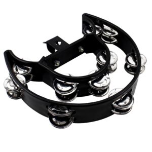 drum set tambourine with mounting eye bolt,hi hat tambourine(black,red) (10 double rows of jingles, black)