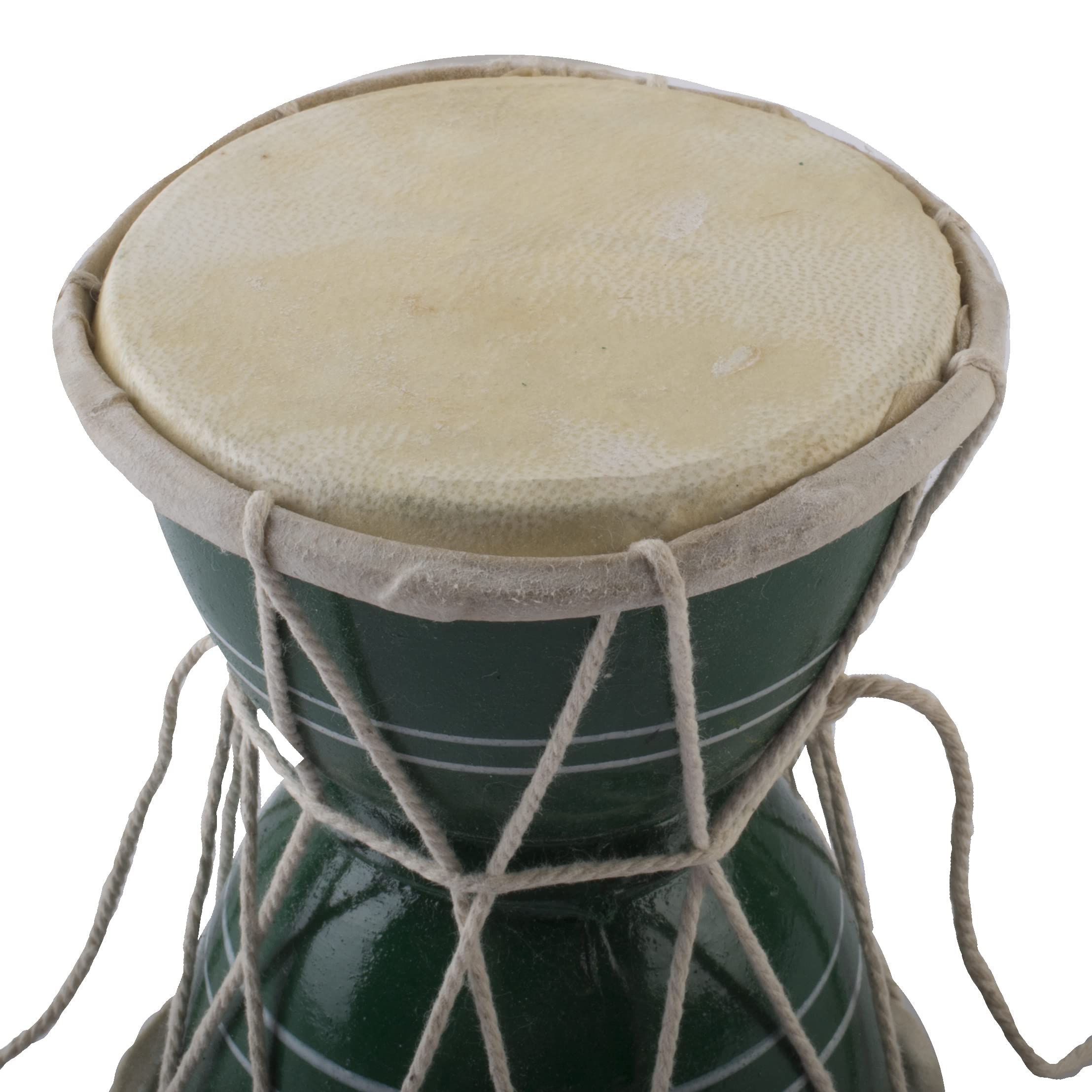 Handmade Wooden & Leather Classical Indian Folk Dumroo Damroo Damaru Hand Drum Set Percussion Decorative Collectible Showpiece World Musical Instruments (Green)