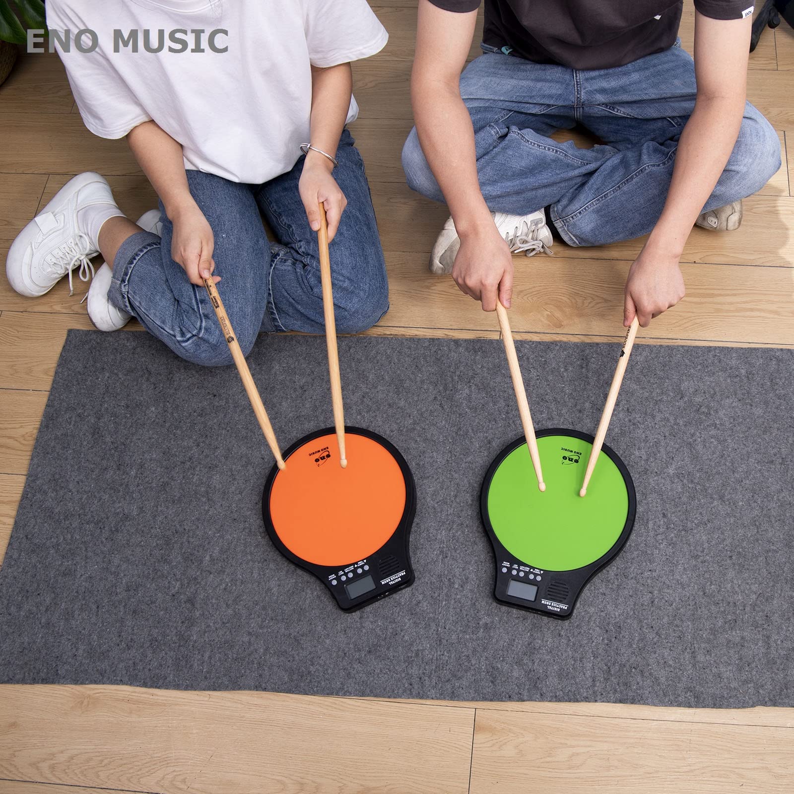 Eno Music Rubber Beginner Drum Practice Pad with Audible Metronome 2 in 1 Percussionists Rhythm Training Tool