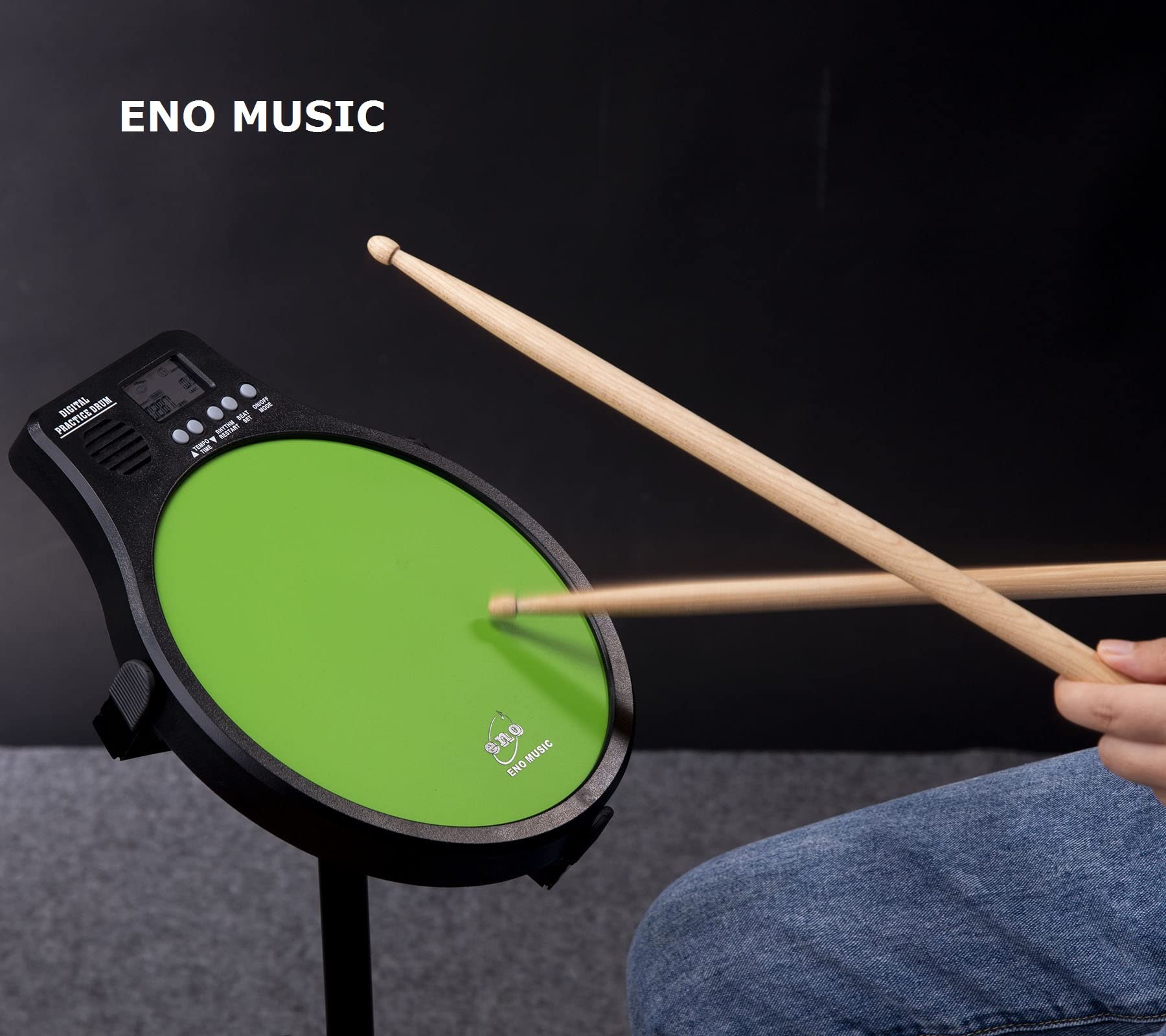 Eno Music Rubber Beginner Drum Practice Pad with Audible Metronome 2 in 1 Percussionists Rhythm Training Tool