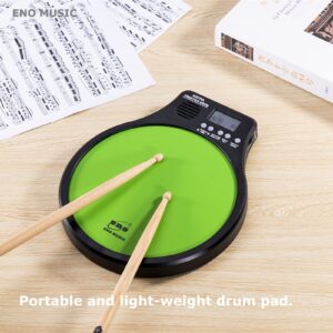 Eno Music Rubber Beginner Drum Practice Pad with Audible Metronome 2 in 1 Percussionists Rhythm Training Tool