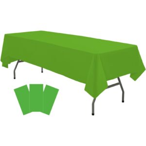 plastic lime green tablecloths 3 pack emerald green disposable table covers 54" x 108" sage green table cloths for jungle safari dino parties birthdays weddings, fits 6 to 8 foot rectangle tables