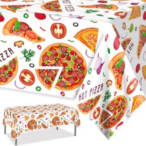 phogary 3 pack pizza tablecloth, plastic pizza theme table cloths picnic table cover, hot pizza party decorations ideal for kids’ birthday, pizza decor parties supplies carnival party