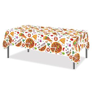 littkeef cliaet 3 Pack Pizza Party Tablecloth Pizza Theme Plastic Table Cover Pizza Party Decorations Disposable Pizza Birthday Party Table Covers for Pizza Theme Party Supplies,54 x 87 in