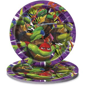 unique industries teenage mutant ninja turtles round disposable dinner paper plates - 9" (8 ct) | stylish & eco-friendly - perfect for ninja turtles themed celebrations