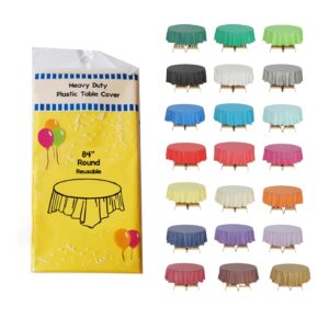 evershine 12-pack heavy duty yellow round 84" plastic table covers tablecloth (reusable) (round 84", yellow)