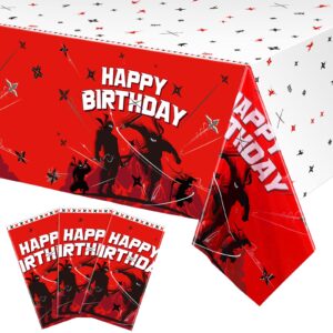 3 pieces ninja pattern tablecloths, ninja birthday party supplies disposable plastic rectangular ninja themed table covers for teens birthday party decorations, 108 x 54 inches