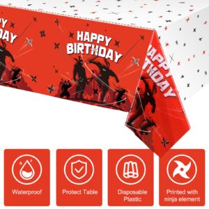 3 Pieces Ninja Pattern Tablecloths, Ninja Birthday Party Supplies Disposable Plastic Rectangular Ninja Themed Table Covers for Teens Birthday Party Decorations, 108 x 54 Inches