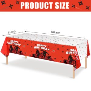 3 Pieces Ninja Pattern Tablecloths, Ninja Birthday Party Supplies Disposable Plastic Rectangular Ninja Themed Table Covers for Teens Birthday Party Decorations, 108 x 54 Inches