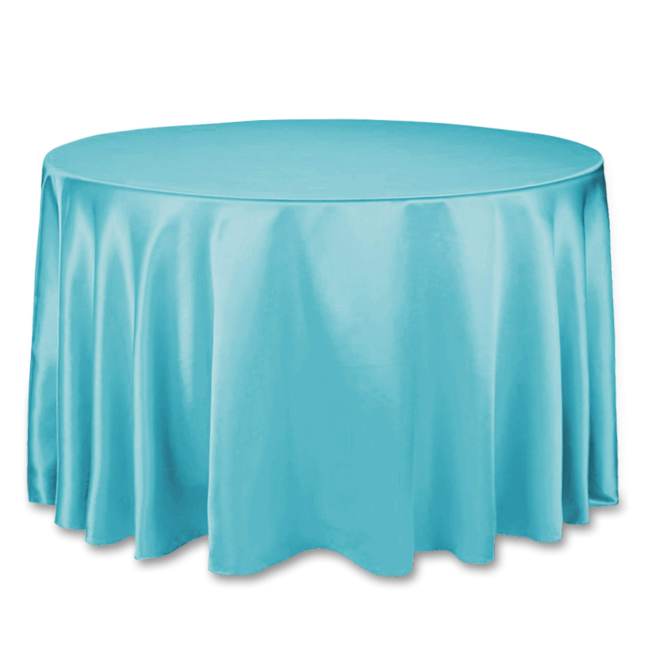 LinenTablecloth 108-Inch Round Satin Tablecloth Turquoise