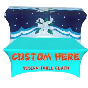 custom table cloth cover with logo personalized stretch tablecloth add your customized photo picture fashion customize with logo for birthday wedding anniversary tradeshow events decoratio (6ft)