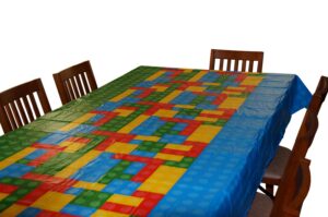 party ninja extra large brick-style birthday party tablecloth (108" x 54") - indoor or outdoor use - disposable brick party theme table cover - birthday party supplies made from recycled materials