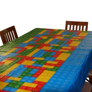 Party Ninja Extra Large Brick-Style Birthday Party Tablecloth (108" x 54") - Indoor or Outdoor Use - Disposable Brick Party Theme Table Cover - Birthday Party Supplies Made from Recycled Materials