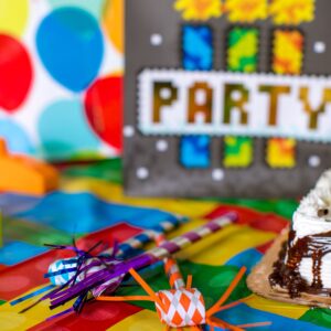 Party Ninja Extra Large Brick-Style Birthday Party Tablecloth (108" x 54") - Indoor or Outdoor Use - Disposable Brick Party Theme Table Cover - Birthday Party Supplies Made from Recycled Materials