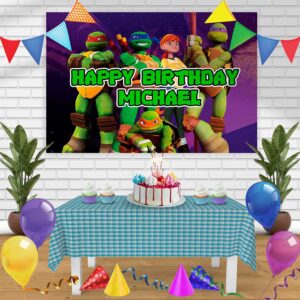 ninja turtles birthday banner personalized party backdrop decoration 60x42 inches - 5x3 feet