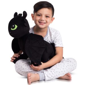 franco kids bedding super soft plush cuddle pillow buddy, one size, how to train your dragon toothless, black