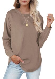 xieerduo super soft sweatshirts for women cozy pink fall shirt long sleeve coffee xxl