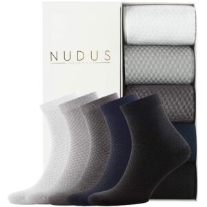 NUDUS Men’s Bamboo Rayon Quarter Socks, 5-Pair Box, Super Breathable, Soft, Thin