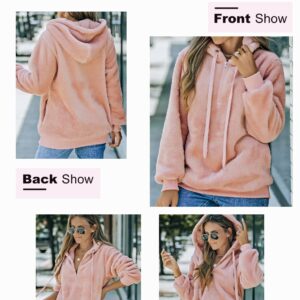 Dokotoo Womens Fleece Hoodies Loose Cozy Soft Warm Casual Solid Sweatshirts Fuzzy Sweater Sweatshirt Sherpa Pullovers Outerwear Fashion Hooded Pink Small