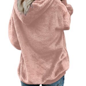 Dokotoo Womens Fleece Hoodies Loose Cozy Soft Warm Casual Solid Sweatshirts Fuzzy Sweater Sweatshirt Sherpa Pullovers Outerwear Fashion Hooded Pink Small