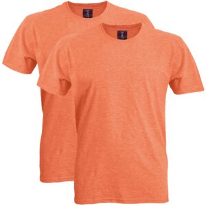 gildan adult softstyle cotton t-shirt, style g64000, multipack, heather orange (2-pack), large