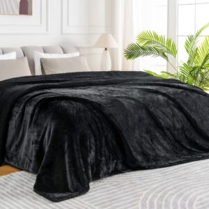 bedelite sherpa fleece blankets king size - thick warm blankets for winter, soft & cozy plush large heavy blanket for bed (black, 108" x 90")