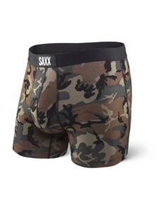 saxx underwear co. men's vibe super soft boxer brief, woodland camo, large