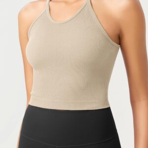 ODODOS Women's Crop 3-Pack Washed Super Soft Lightweight Rib-Knit Camisole Crop Tank Tops, Mushroom Taupe Charcoal, X-Large/XX-Large