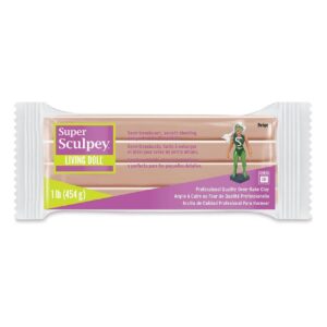 super sculpey living doll beige, premium, non toxic, soft, sculpting modeling polymer, oven bake clay, 1 pound bar. great for all advanced sculptors, artists and doll makers