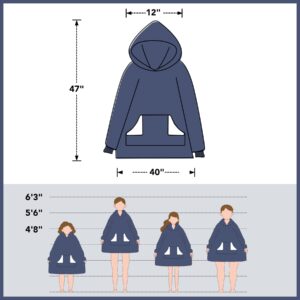 Touchat Wearable Blanket Hoodie, Oversized Sherpa Blanket Sweatshirt with Hood Pocket and Sleeves, Super Soft Warm Comfy Plush Hooded Blanket for Adult Women Men, One Size Fits All (NavyBlue)