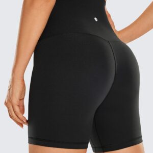 CRZ YOGA Super High Waisted Butterluxe Womens Biker Shorts 6 Inches - Buttery Soft Workout Yoga Shorts Over Belly Black Medium