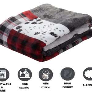 Elegant Comfort Luxury Velvet Super Soft Christmas Prints Fleece Blanket-Holiday Theme Home Décor Fuzzy Warm and Cozy Throws for Winter Bedding, Couch and Gift, 50 x 60 inch, Patch