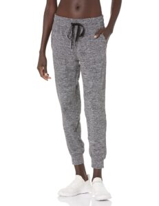 amazon essentials women's brushed tech stretch jogger pant (available in plus size), dark grey space dye, medium