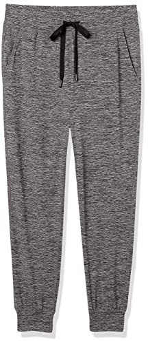 Amazon Essentials Women's Brushed Tech Stretch Jogger Pant (Available in Plus Size), Dark Grey Space Dye, Medium