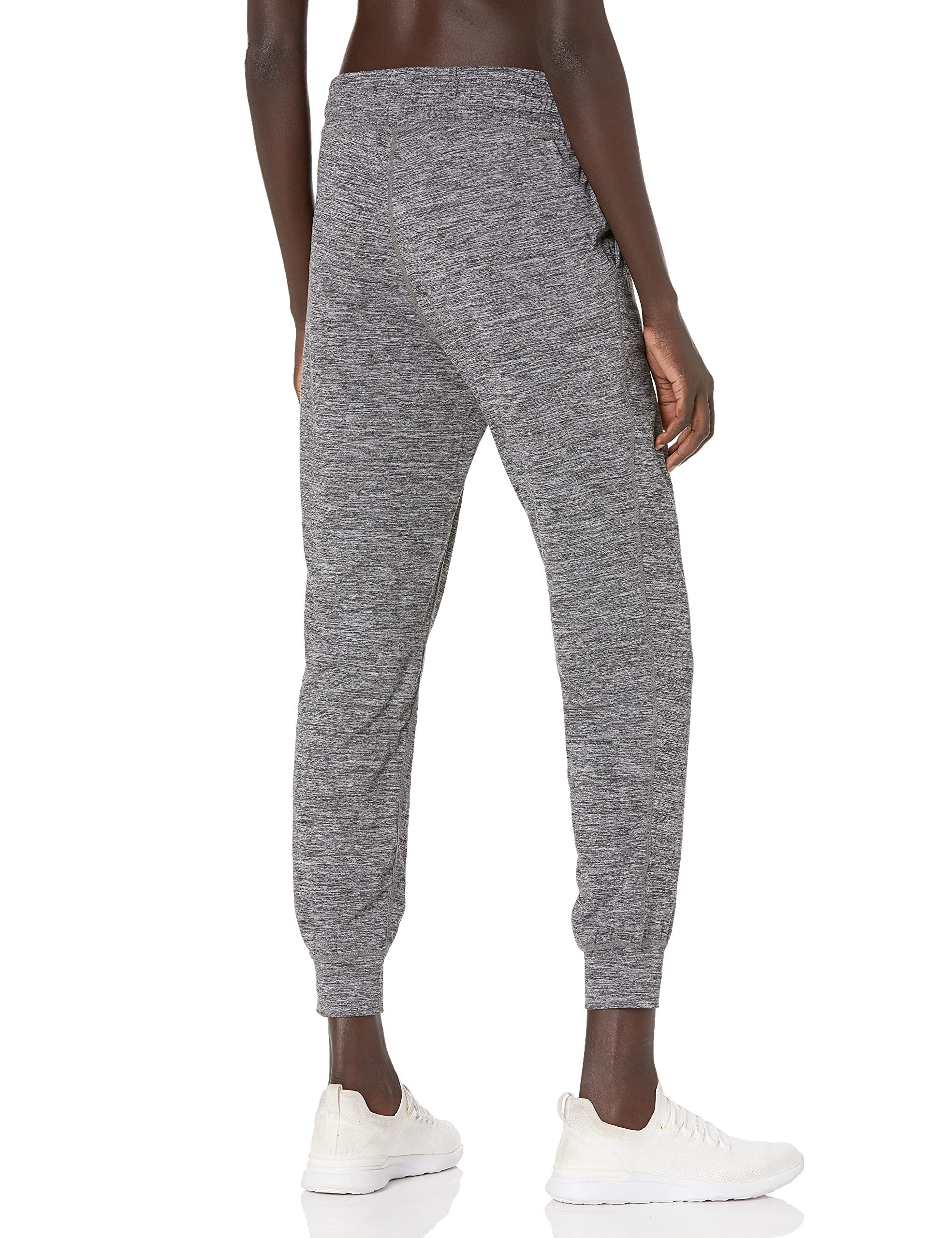 Amazon Essentials Women's Brushed Tech Stretch Jogger Pant (Available in Plus Size), Dark Grey Space Dye, Medium