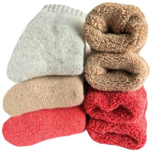 womens super thick wool socks - soft warm comfort casual crew winter socks (pack of 3-5), multicolor