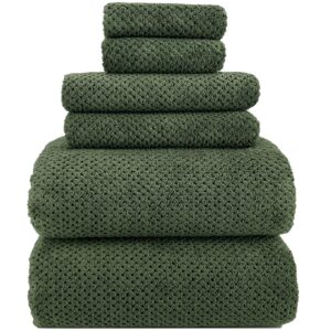 ytyc towels,39x78 inch oversized bath sheets towels for adults luxury bath towels extra large sets for bathroom super soft microfiber shower towels 80% polyester(olive green,6 piece)