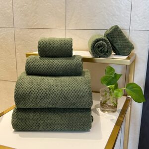 YTYC Towels,39x78 Inch Oversized Bath Sheets Towels for Adults Luxury Bath Towels Extra Large Sets for Bathroom Super Soft Microfiber Shower Towels 80% Polyester(Olive Green,6 Piece)