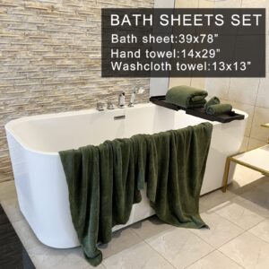 YTYC Towels,39x78 Inch Oversized Bath Sheets Towels for Adults Luxury Bath Towels Extra Large Sets for Bathroom Super Soft Microfiber Shower Towels 80% Polyester(Olive Green,6 Piece)